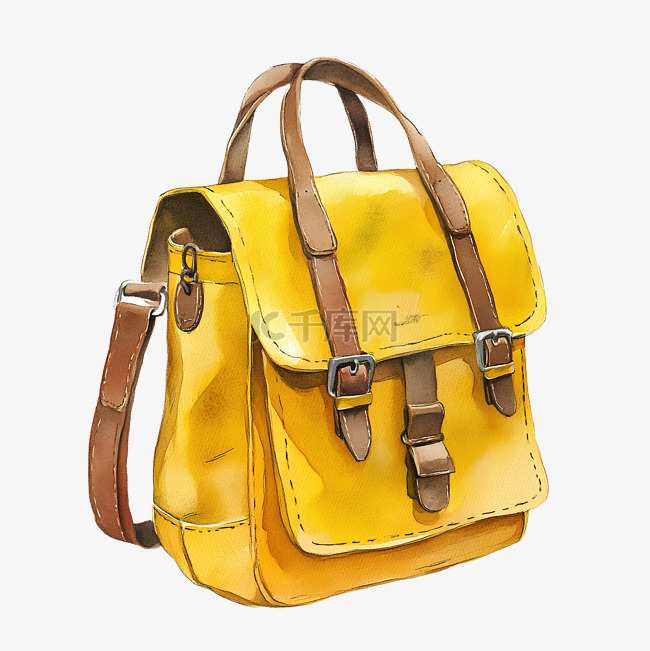 黄色书包水彩素材图片免费下载-千库网