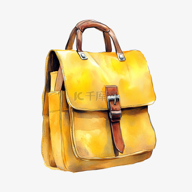 黄色书包水彩素材图片免费下载-千库网