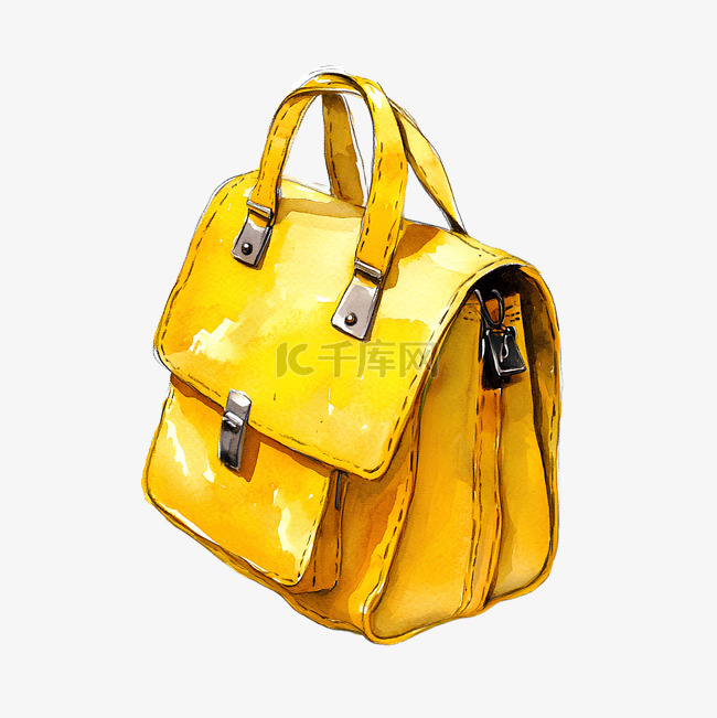 黄色书包水彩素材图片免费下载-千库网