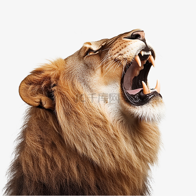 愤怒的狮子咆哮着从侧面仰望素材图片免费下载-千库网