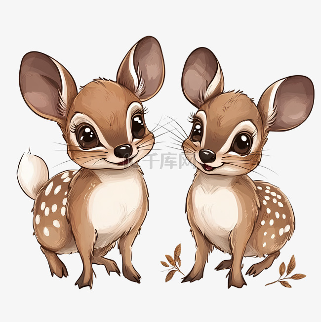 鼠鹿可爱插图素材图片免费下载-千库网