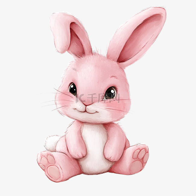 可爱的粉红色兔子素材图片免费下载-千库网
