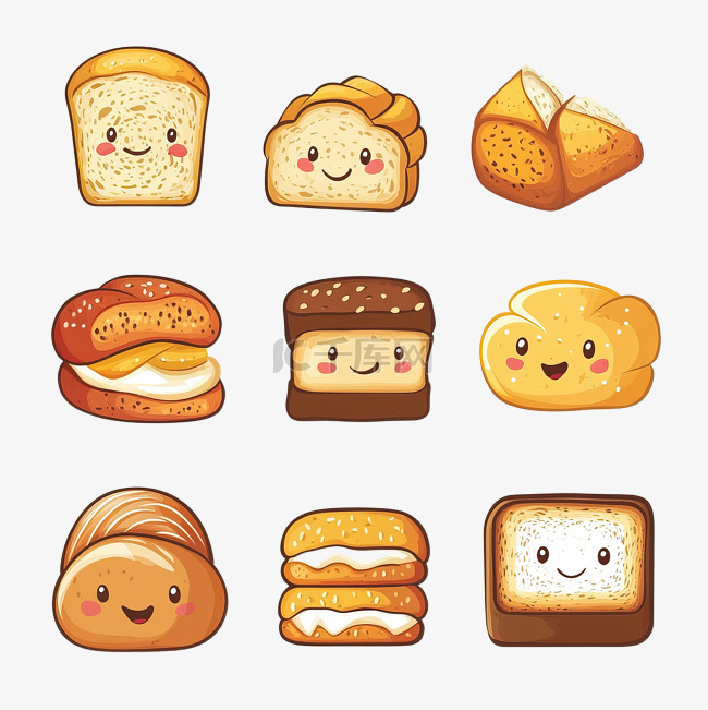 可爱的面包卡通元素素材图片免费下载-千库网