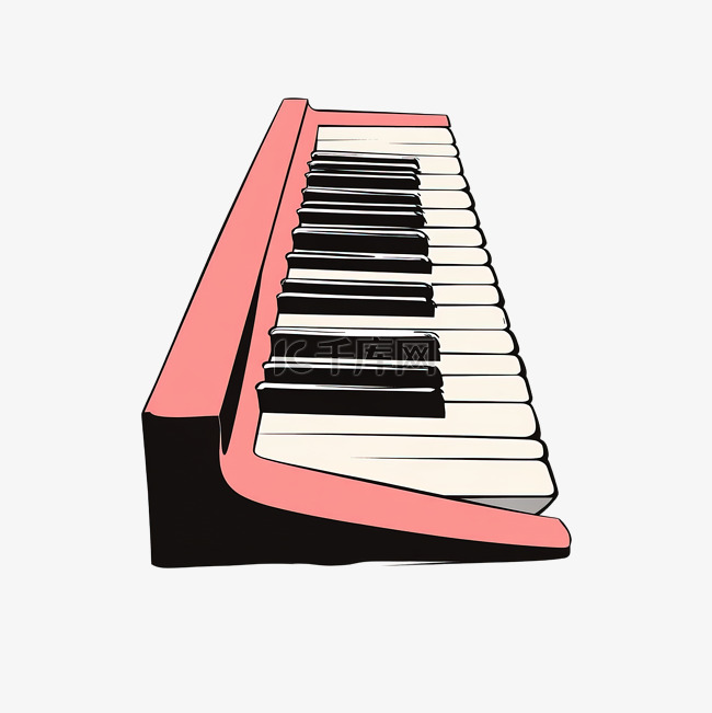 极简风格的迷你钢琴键盘插图素材图片免费下载-千库网