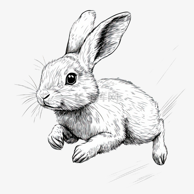动物兔子兔子奔跑的线条艺术素材图片免费下载-千库网