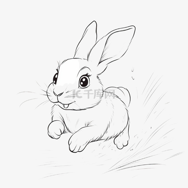 动物兔子兔子奔跑的线条艺术素材图片免费下载-千库网