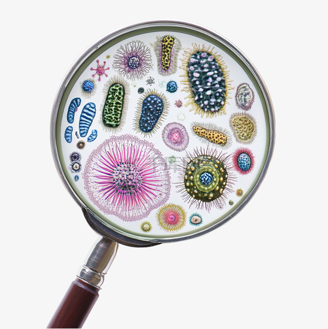 放大镜下的微生物素材图片免费下载-千库网