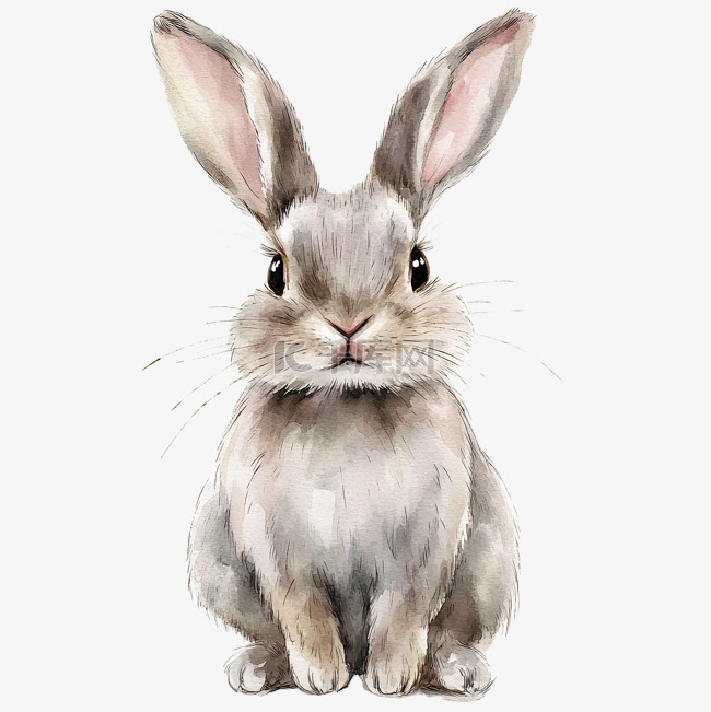 可爱的兔子插图水彩艺术素材图片免费下载-千库网