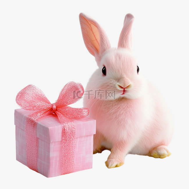 粉红兔子和礼物素材图片免费下载-千库网