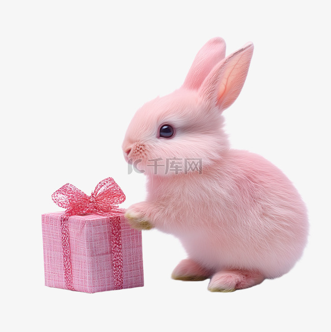 粉红兔子和礼物素材图片免费下载-千库网