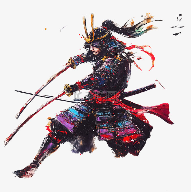 适合居家或办公室装饰的彩色武士画素材图片免费下载-千库网