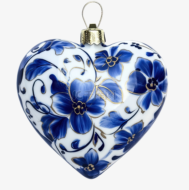 蓝白心形装饰素材图片免费下载-千库网