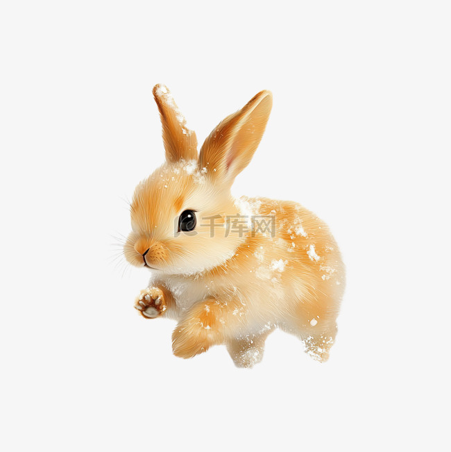 可爱的黄色兔子在雪地里奔跑素材图片免费下载-千库网