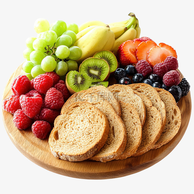 美味面包和新鲜水果拼盘素材图片免费下载-千库网