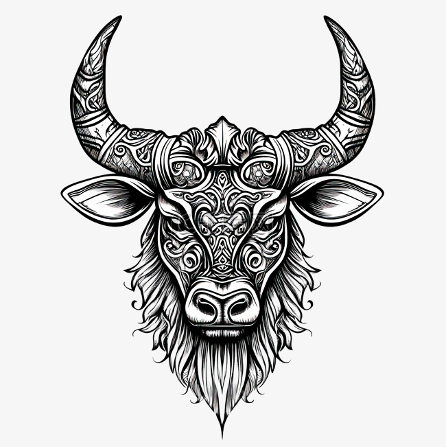 凯尔特风格的黑白动物头插图素材图片免费下载-千库网