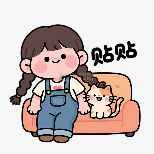 可爱卡通情侣表情包贴贴设计图素材图片免费下载-千库网