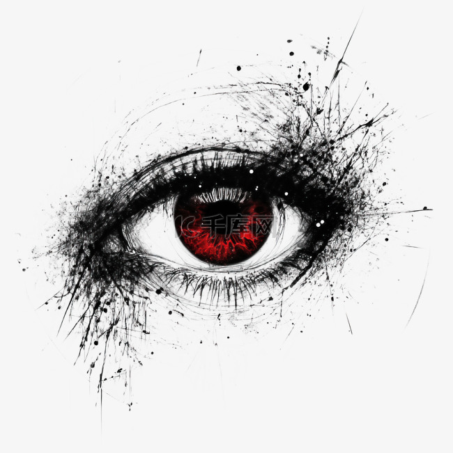 黑色圆圈中的抽象眼睛艺术品素材图片免费下载-千库网