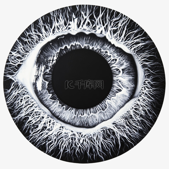 黑色圆圈中的抽象眼睛艺术品素材图片免费下载-千库网