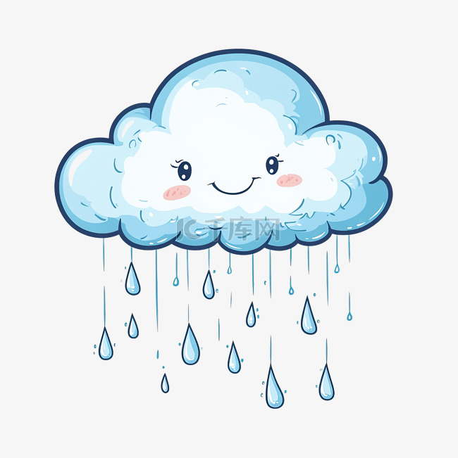 卡通云与雨滴素材图片免费下载-千库网