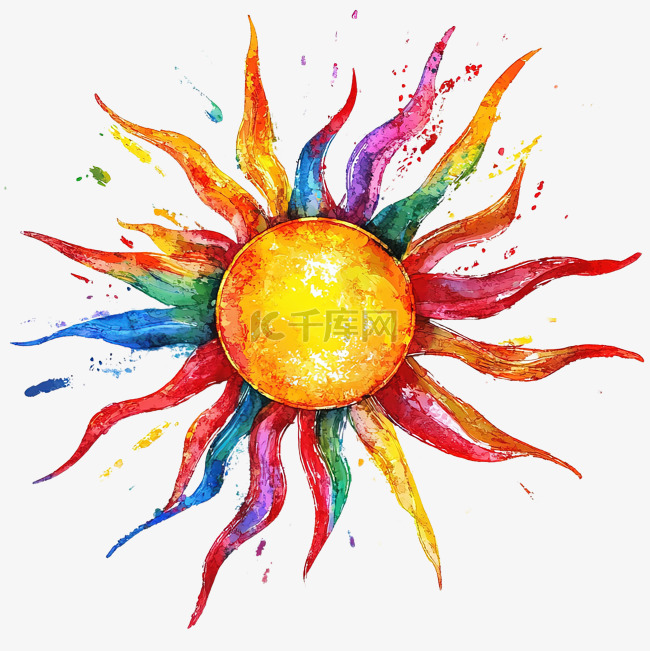多彩抽象太阳代表创造力和美丽素材图片免费下载-千库网
