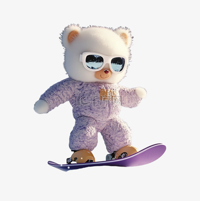 毛绒玩具熊滑雪头像素材图片免费下载-千库网