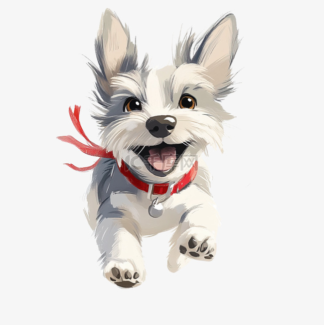 快乐卡通狗跑素材图片免费下载-千库网