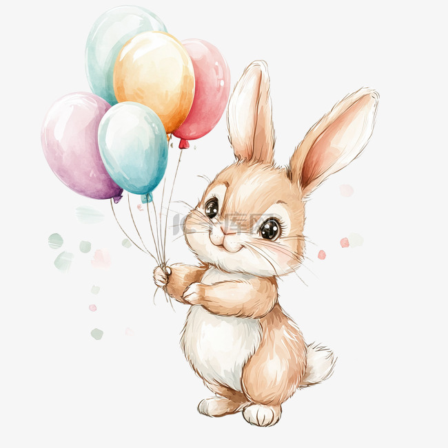 可爱的卡通兔子与气球素材图片免费下载-千库网