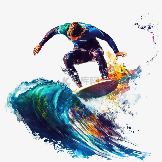 色彩鲜艳的抽象冲浪艺术品素材图片免费下载-千库网