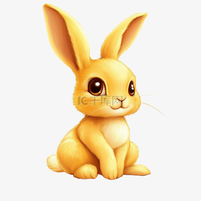 可爱的黄色兔子坐在地上素材图片免费下载-千库网