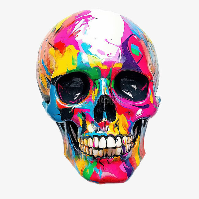 彩色骷髅艺术版画素材图片免费下载-千库网