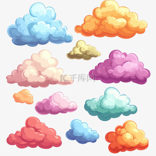 多彩卡通云素材图片免费下载-千库网