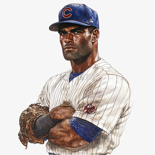 芝加哥小熊队棒球运动员交叉双臂素材图片免费下载-千库网