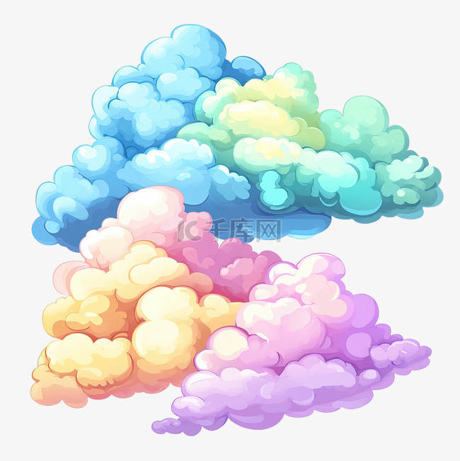 多彩卡通云素材图片免费下载-千库网