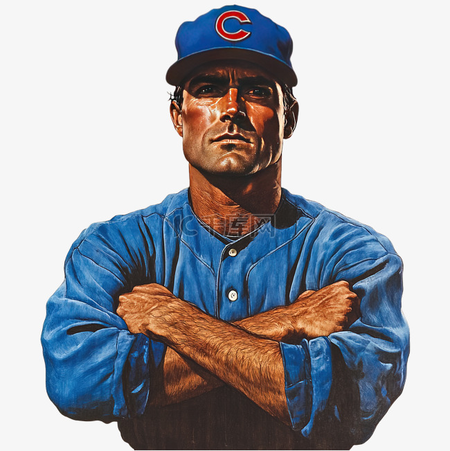 芝加哥小熊队棒球运动员交叉双臂素材图片免费下载-千库网