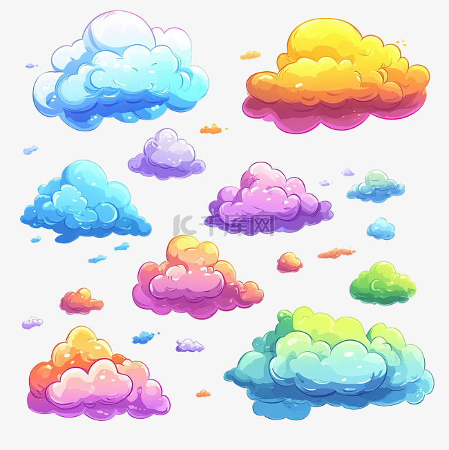 多彩卡通云素材图片免费下载-千库网