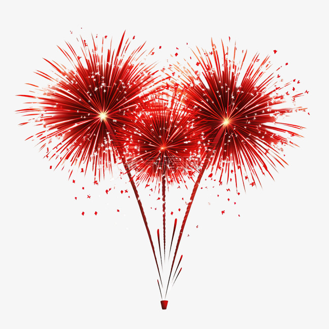 庆祝红色烟花素材图片免费下载-千库网