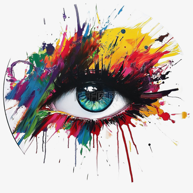 带眼睛的彩色抽象圆圈画素材图片免费下载-千库网