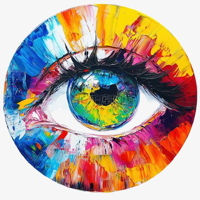 带眼睛的彩色抽象圆圈画素材图片免费下载-千库网