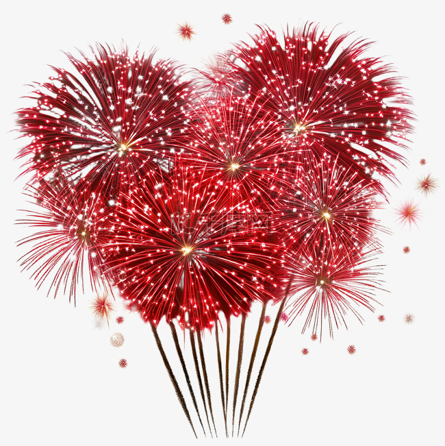 庆祝红色烟花素材图片免费下载-千库网