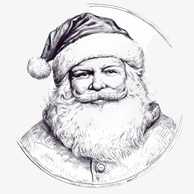 圣诞老人绘图与圆形框架素材图片免费下载-千库网