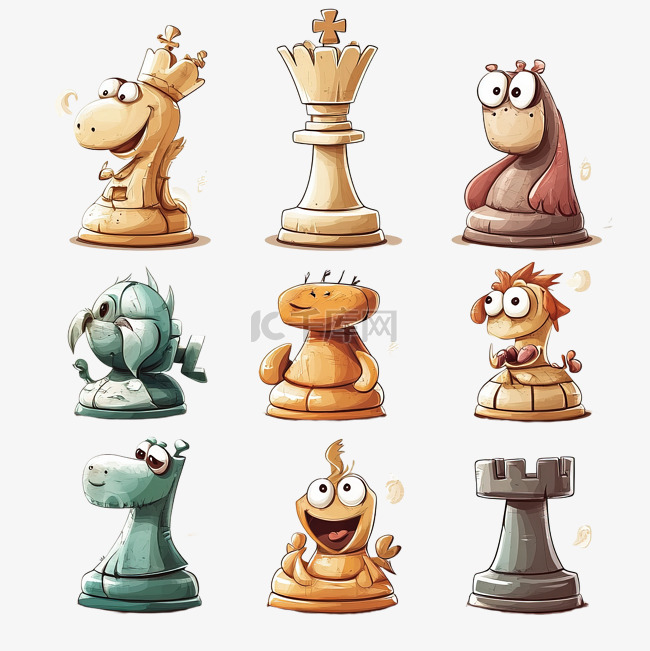有趣可爱的国际象棋卡通人物素材图片免费下载-千库网