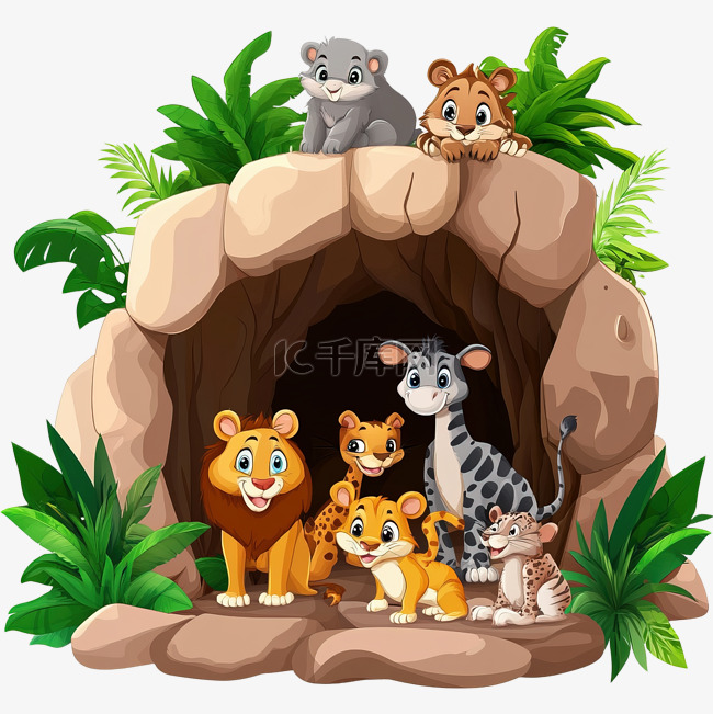 生活在洞穴里的野生动物动画片素材图片免费下载-千库网