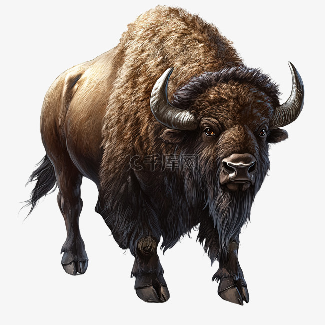 大卡通野牛野生动物素材图片免费下载-千库网