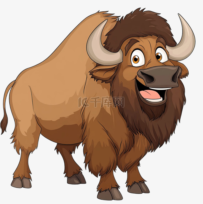 大卡通野牛野生动物素材图片免费下载-千库网