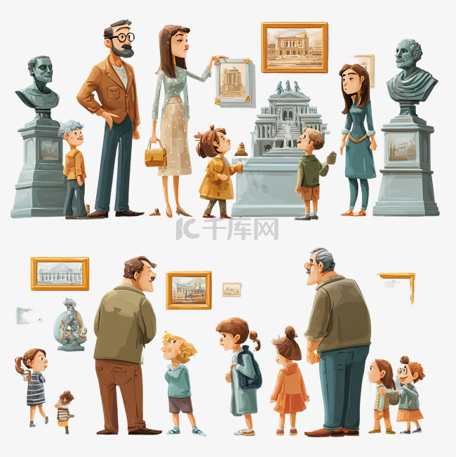 博物馆概念卡通风格素材图片免费下载-千库网