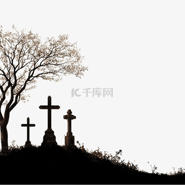 墓碑基督教十字架的轮廓素材图片免费下载-千库网