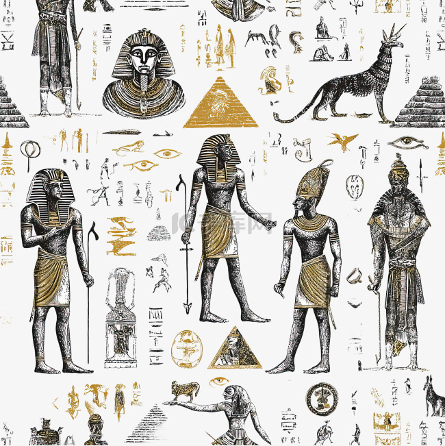 古埃及神法老金字塔象形文字素材图片免费下载-千库网