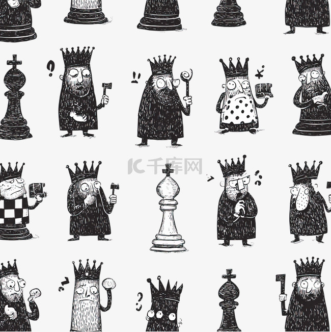 国际象棋王图案卡通风格素材图片免费下载-千库网