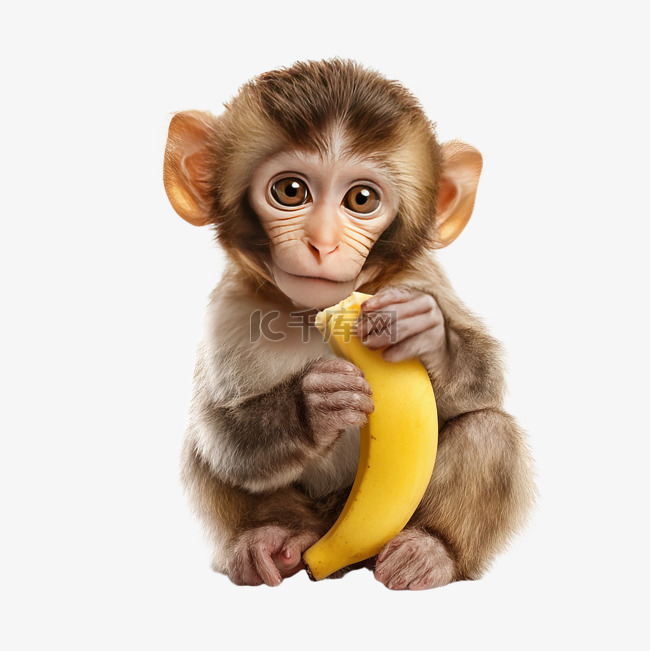 可爱的猴子与香蕉素材图片免费下载-千库网