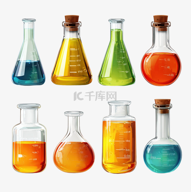 实验室玻璃器皿套装素材图片免费下载-千库网